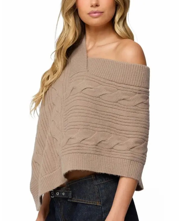 EDIKTED Vickey Cable Knit Poncho