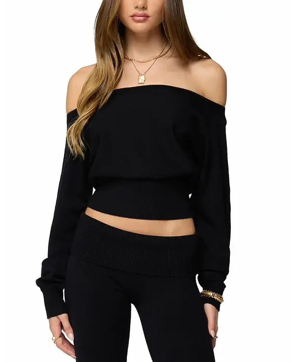 EDIKTED Skyla Off-shoulder Knit Sweater