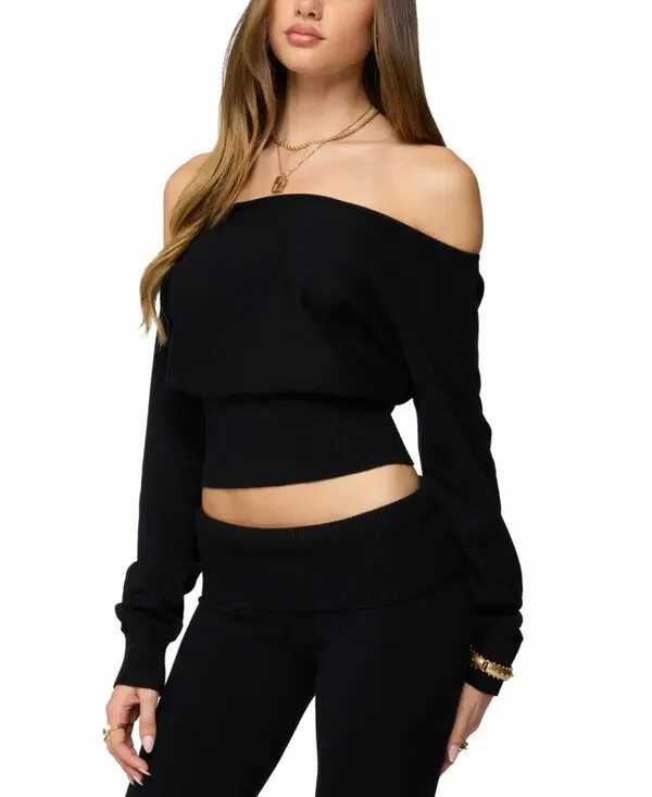EDIKTED Skyla Off-shoulder Knit Sweater