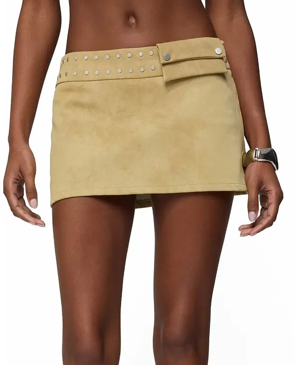 EDIKTED Roney Mini Skort With Studded Details - Tan