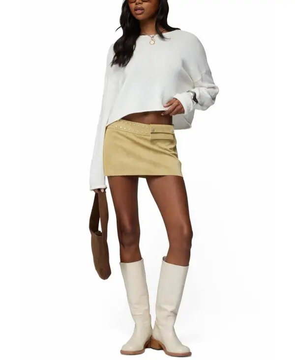 EDIKTED Roney Mini Skort With Studded Details - Tan