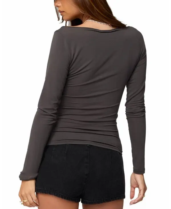 EDIKTED Alefa Scoop Neck Long Sleeve Top