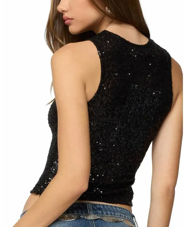 EDIKTED Alexander Sequin Top