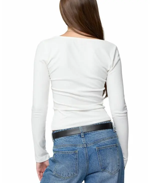 EDIKTED Zandra Square Neck Ribbed Top