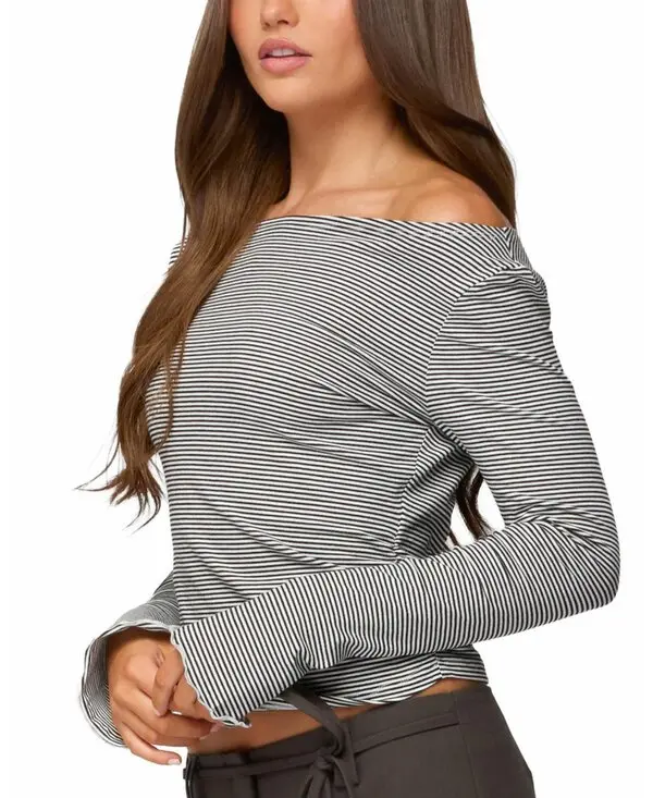 EDIKTED Striped Off Shoulder Top