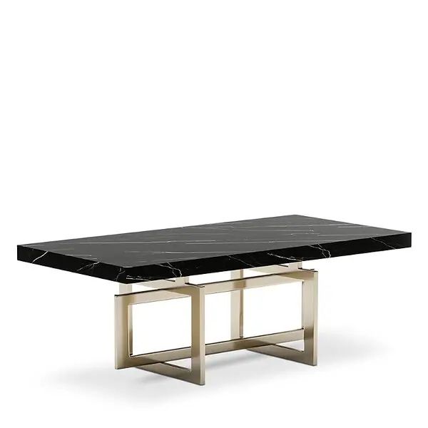 CARACOLE Wish You Were Here 48 Rectangle Cocktail Table, Dark - Whisper Of Gold/black Marble