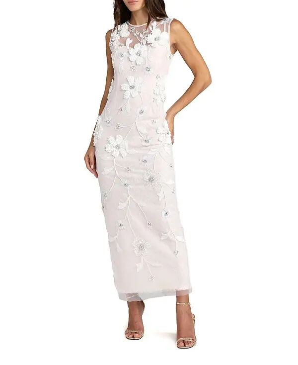 Mac Duggal Sleeveless Embellished Lace Column Dress