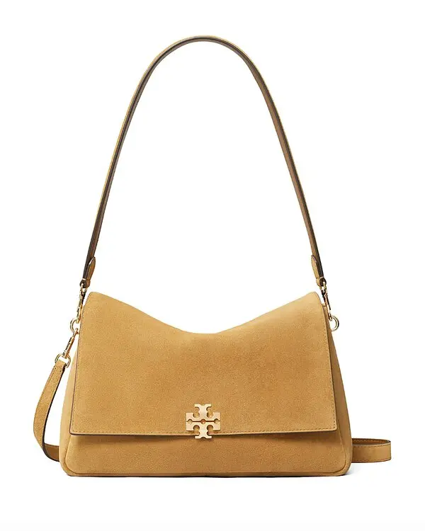 Tory Burch Kira Suede Shoulder Bag - Toffee