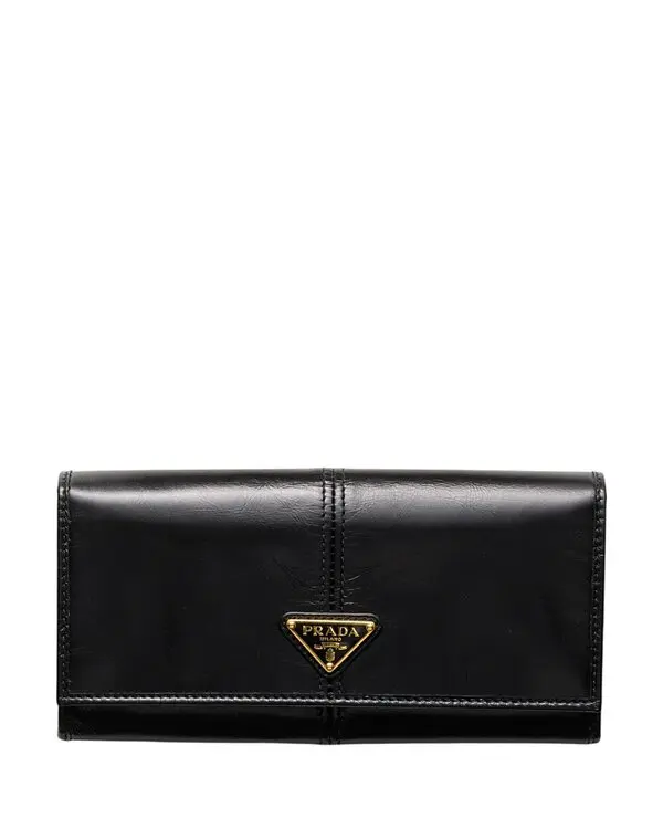 Prada Large Leather Wallet - Black