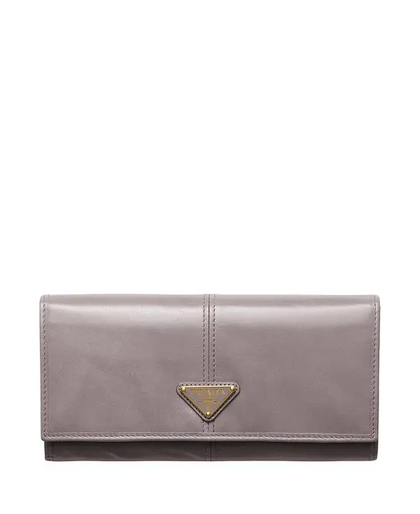 Prada Large Leather Wallet - Grey