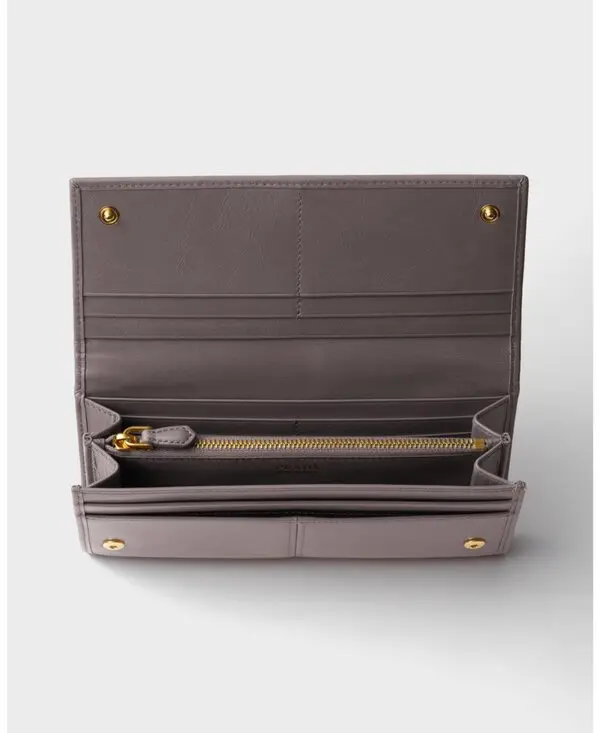 Prada Large Leather Wallet - Grey
