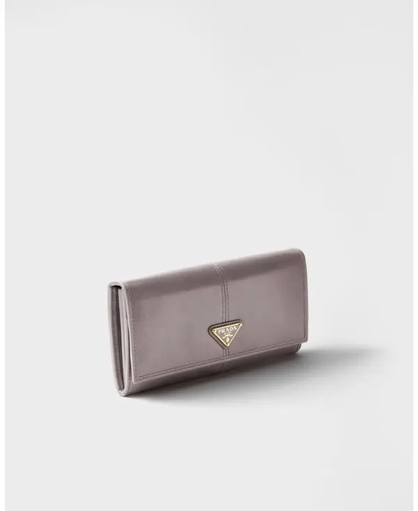 Prada Large Leather Wallet - Grey