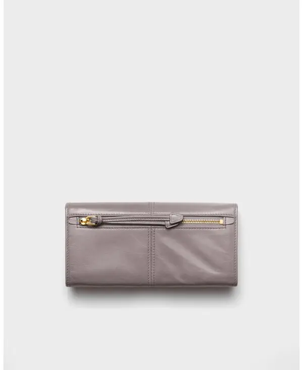 Prada Large Leather Wallet - Grey