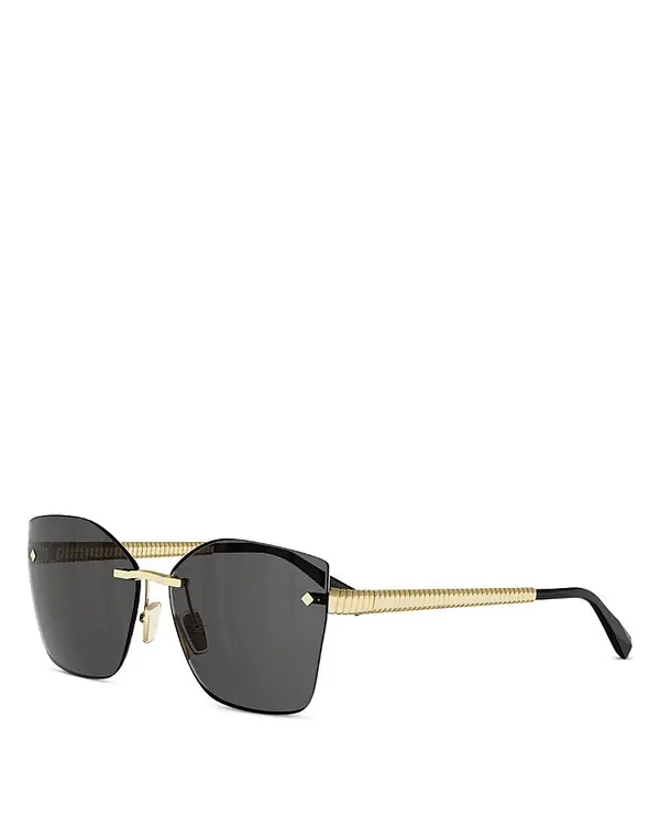 BVLGARI Tubogas Square Sunglasses, 59mm - Shiny Gold/solid Smoke