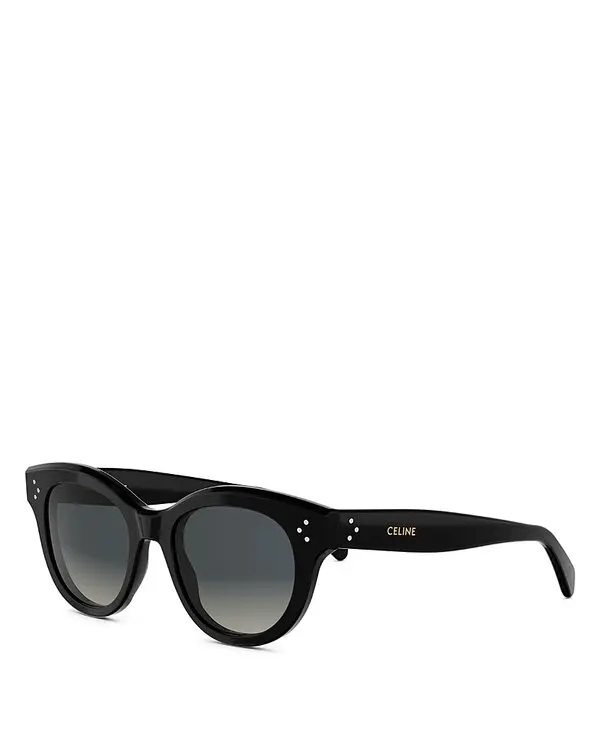 Celine Triomphe Round Frame Sunglasses, 51mm - Shiny Black/smoke Lens