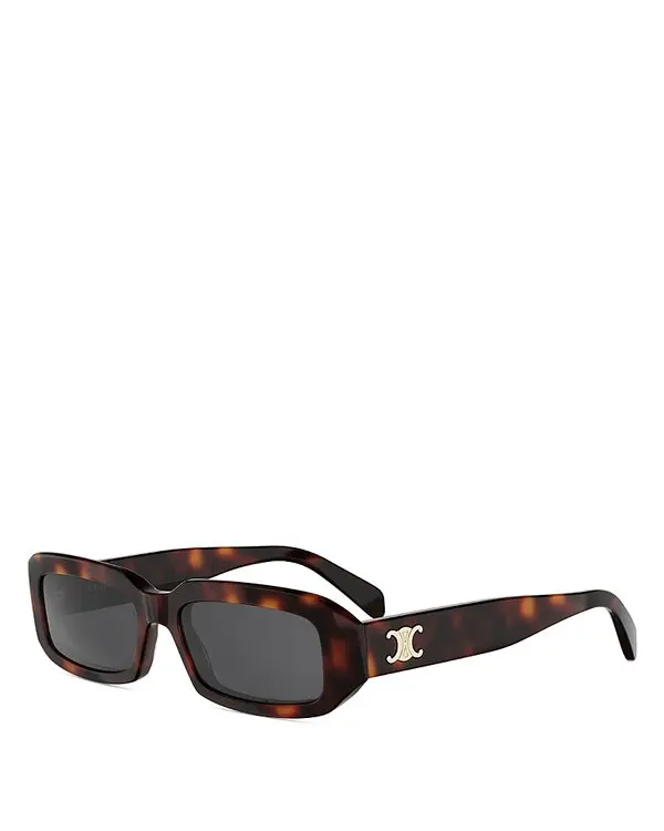 Celine Triomphe Rectangular Sunglasses, 54mm - Dark Havana/smoke Lens