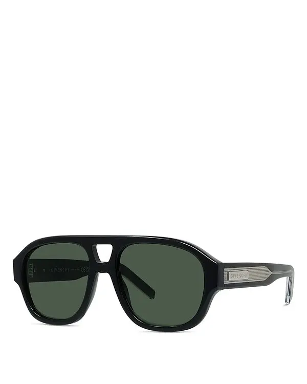 Givenchy Geometric Sunglasses, 55mm - Shiny Black/green