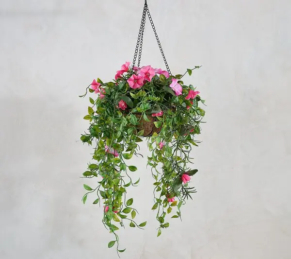 GARDEN REFLECTIONS 14' Faux Morning Glory Hanging Basket - One-color