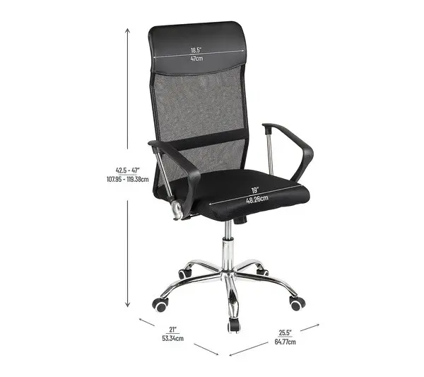MIND READER Office Chair With Height Adjustable, Black