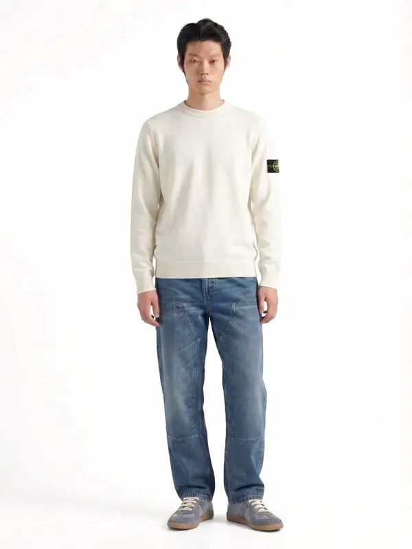Stone Island Knitted Organic Cotton Sweater - White