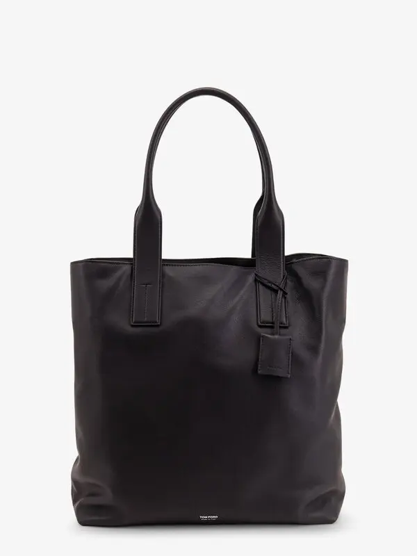 TOM FORD Leather Shopper With Logo - Black