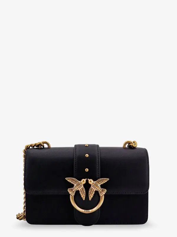 Pinko Love One Mini Leather Crossbody Bag - Black