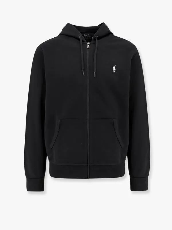 Polo Ralph Lauren Cotton Blend Sweatshirt With Embroidered Logo On The Front - Black