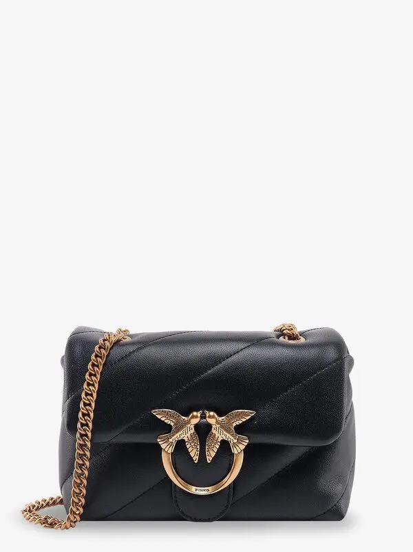 Pinko Love Puff Mini Matelassé Leather Shoulder Bag - Black