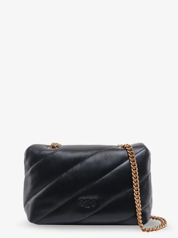 Pinko Love Puff Mini Matelassé Leather Shoulder Bag - Black