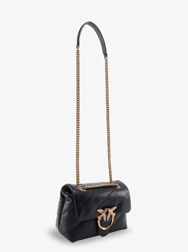 Pinko Love Puff Mini Matelassé Leather Shoulder Bag - Black