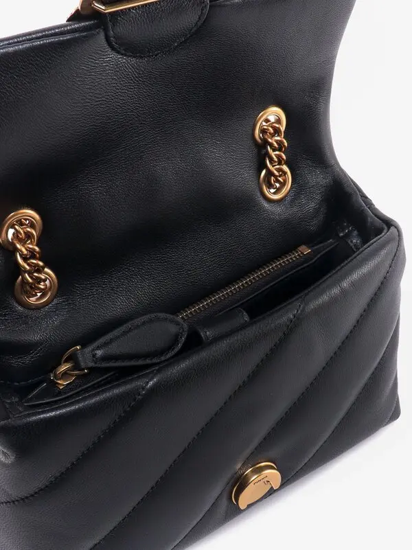 Pinko Love Puff Mini Matelassé Leather Shoulder Bag - Black