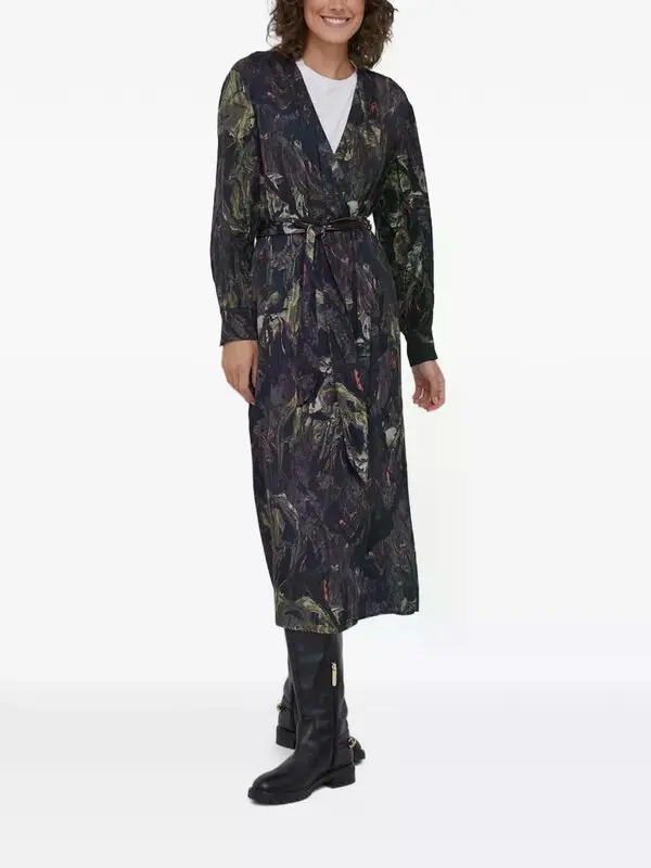 MOS MOSH Belted Printed Midi Dress