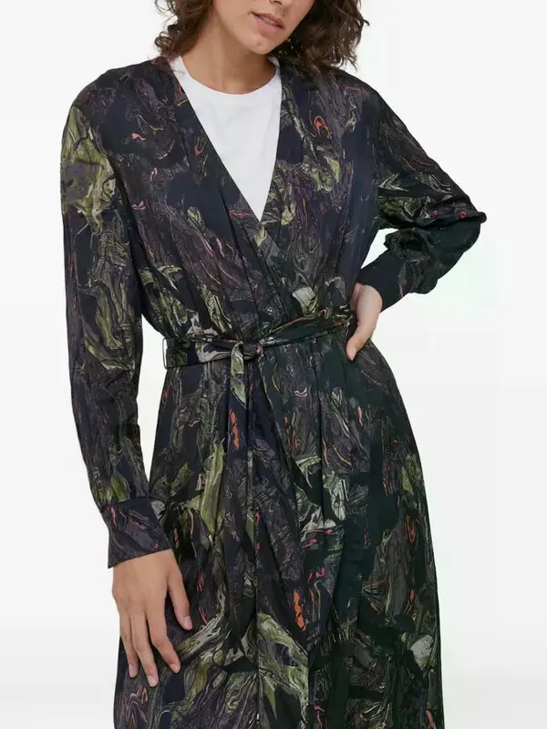 MOS MOSH Belted Printed Midi Dress