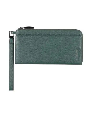 PIQUADRO Document Holder Dark Leather, Metal - Green