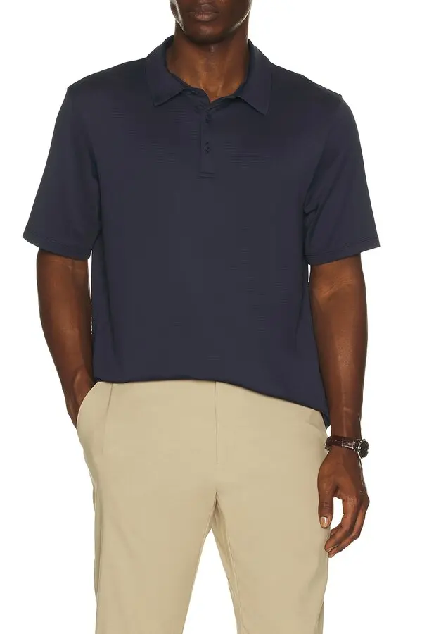 Beyond Yoga All In Active Polo In Baby Blue - Nocturnal Navy