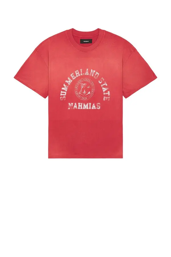 NAHMIAS Summerland State Boxy Tee In Red - Ruby