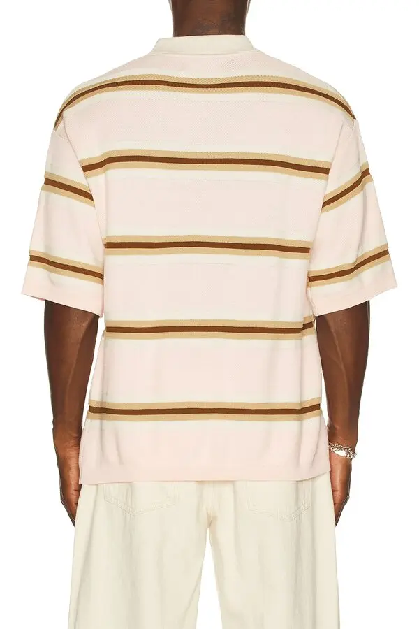 NAHMIAS Knit Striped Polo In Pink