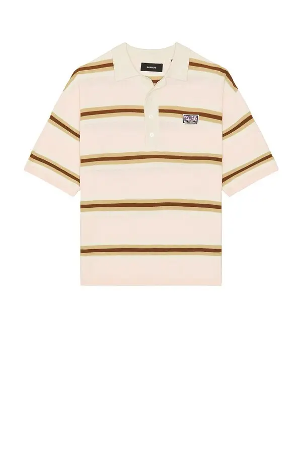 NAHMIAS Knit Striped Polo In Pink