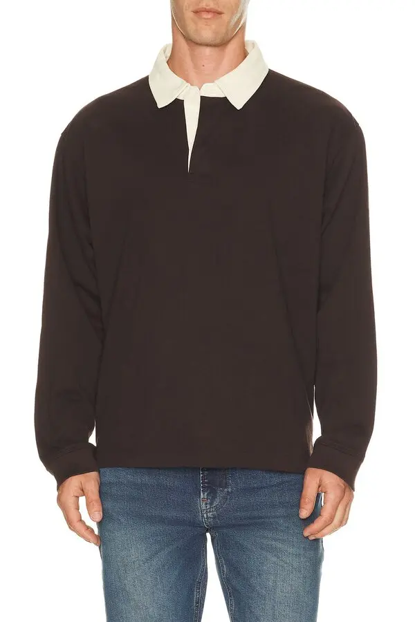 FRAME Rugby Polo Shirt In Brown - Deep Brown