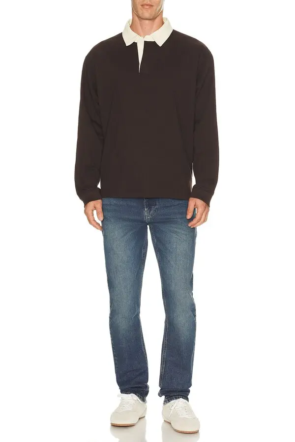 FRAME Rugby Polo Shirt In Brown - Deep Brown