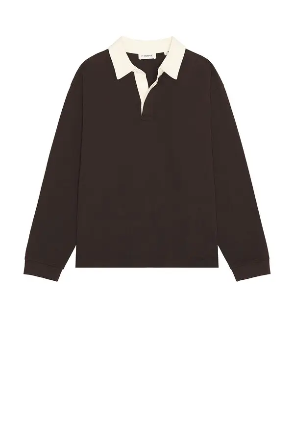 FRAME Rugby Polo Shirt In Brown - Deep Brown