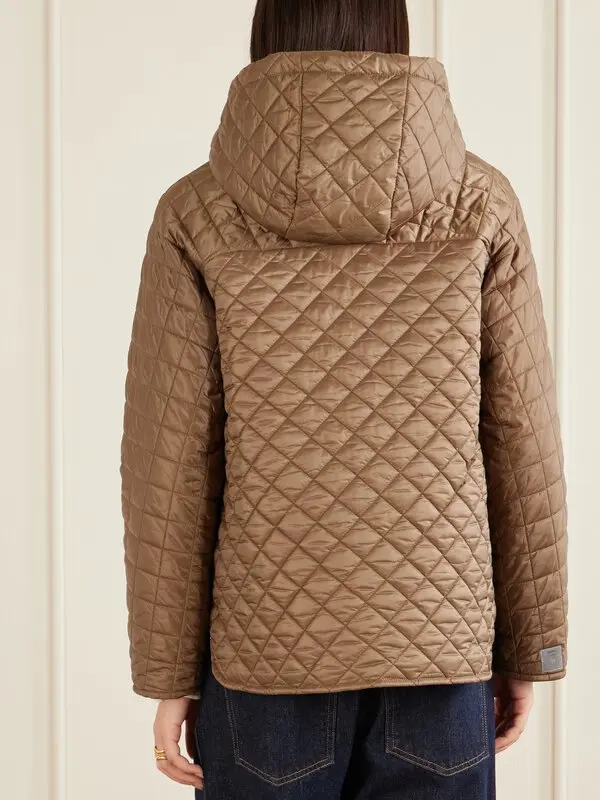 Max Mara Padded Quilted Shell Jacket - Brown