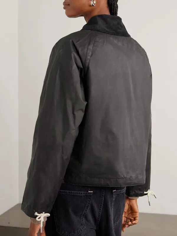 Barbour Leather And Corduroy-trimmed Waxed-cotton Jacket