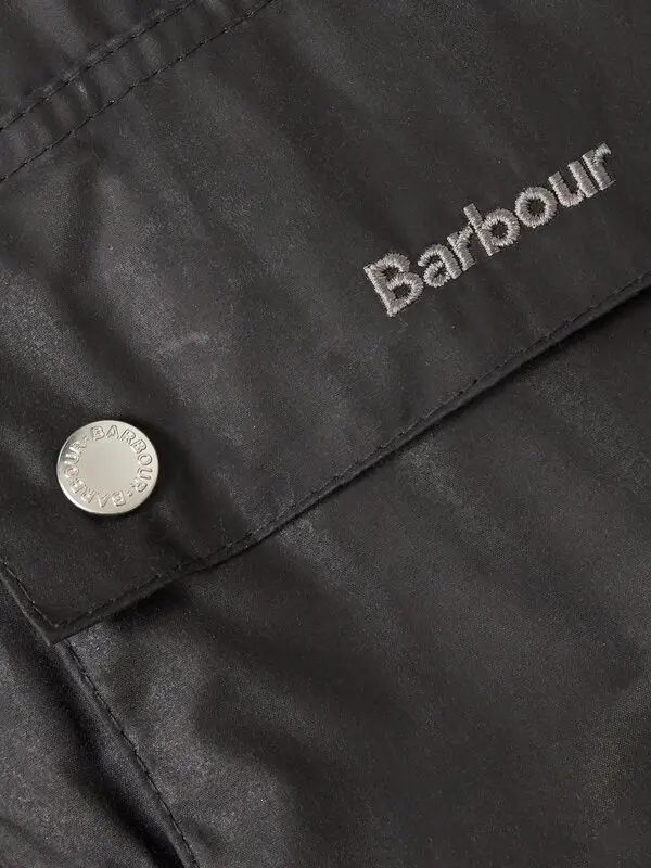 Barbour Leather And Corduroy-trimmed Waxed-cotton Jacket