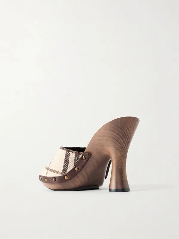 Burberry Checked Woven Platform Mules