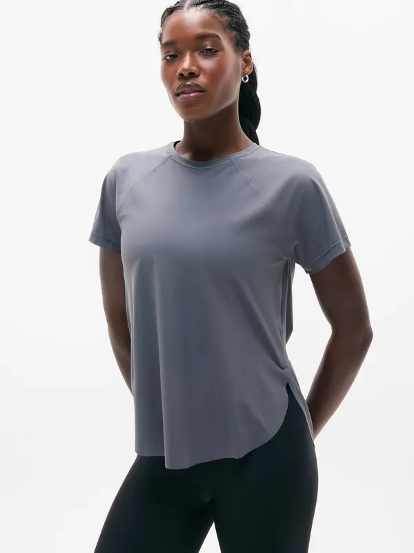 Athleta Relaxed Fit Mesh Tee - Slate