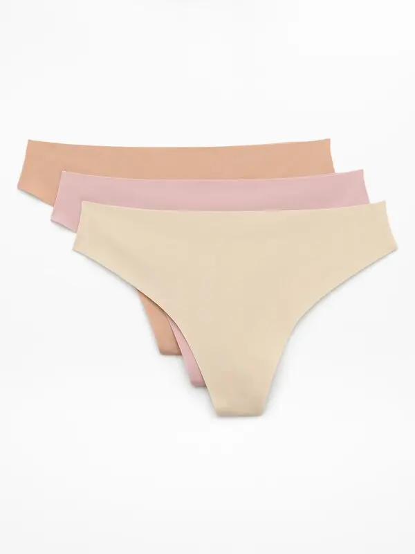 Athleta Sleek Form No Show Thong Underwear 3-pack - Zephyr/hazlenut/blush