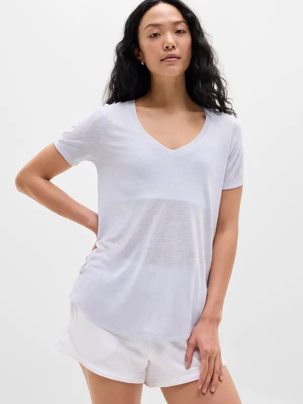 Athleta Breezy Scoop V-neck Tee - Dove