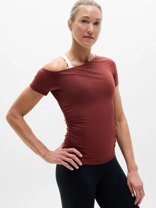 Athleta Move With Ease One Shoulder Tee - Cinnamon