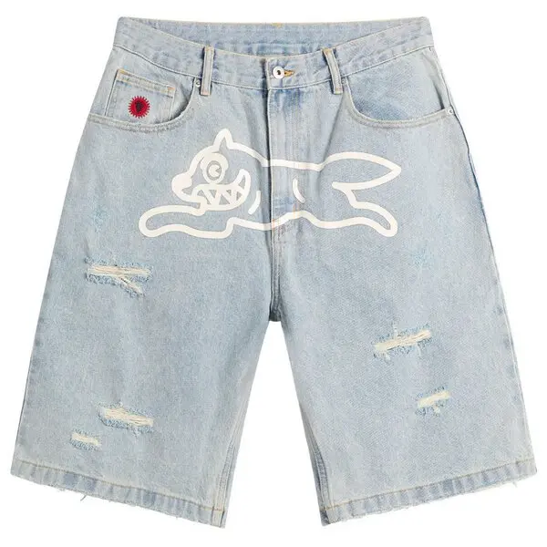 ICECREAM Running Dog Denim Shorts - Heavy Wash Blue